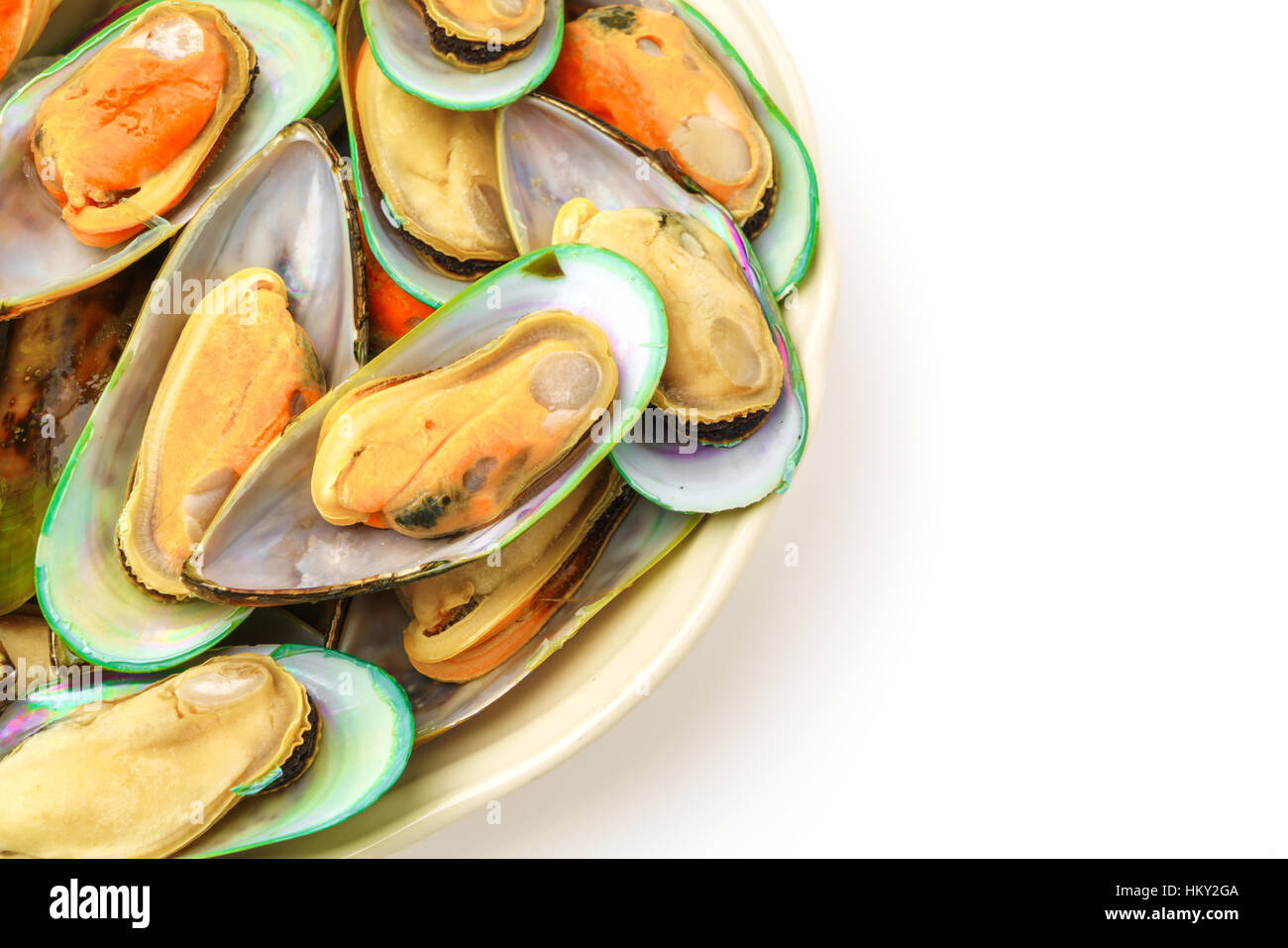 Fresh mussel on white background Stock Photo - Alamy