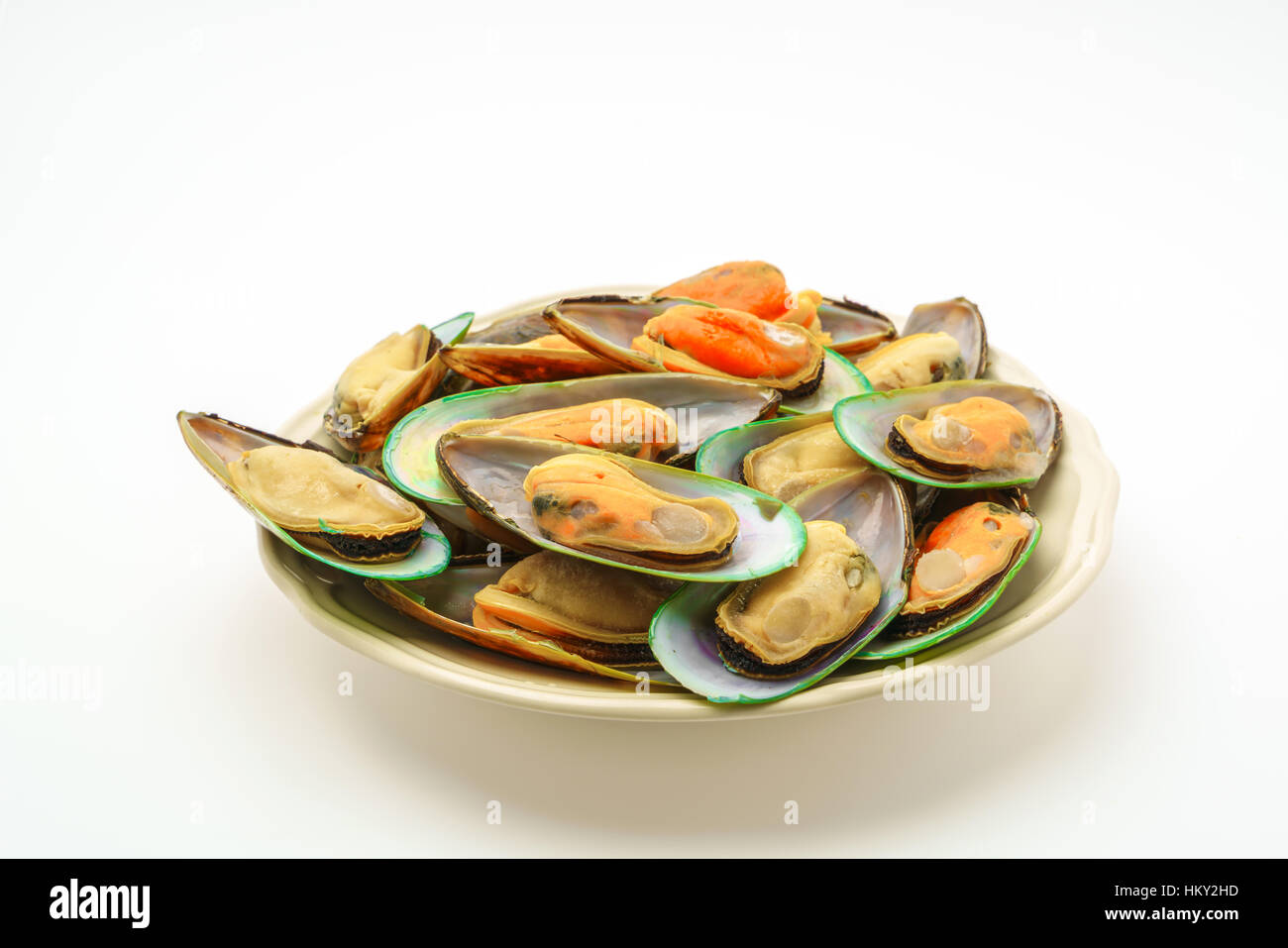 Fresh mussel on white background Stock Photo - Alamy