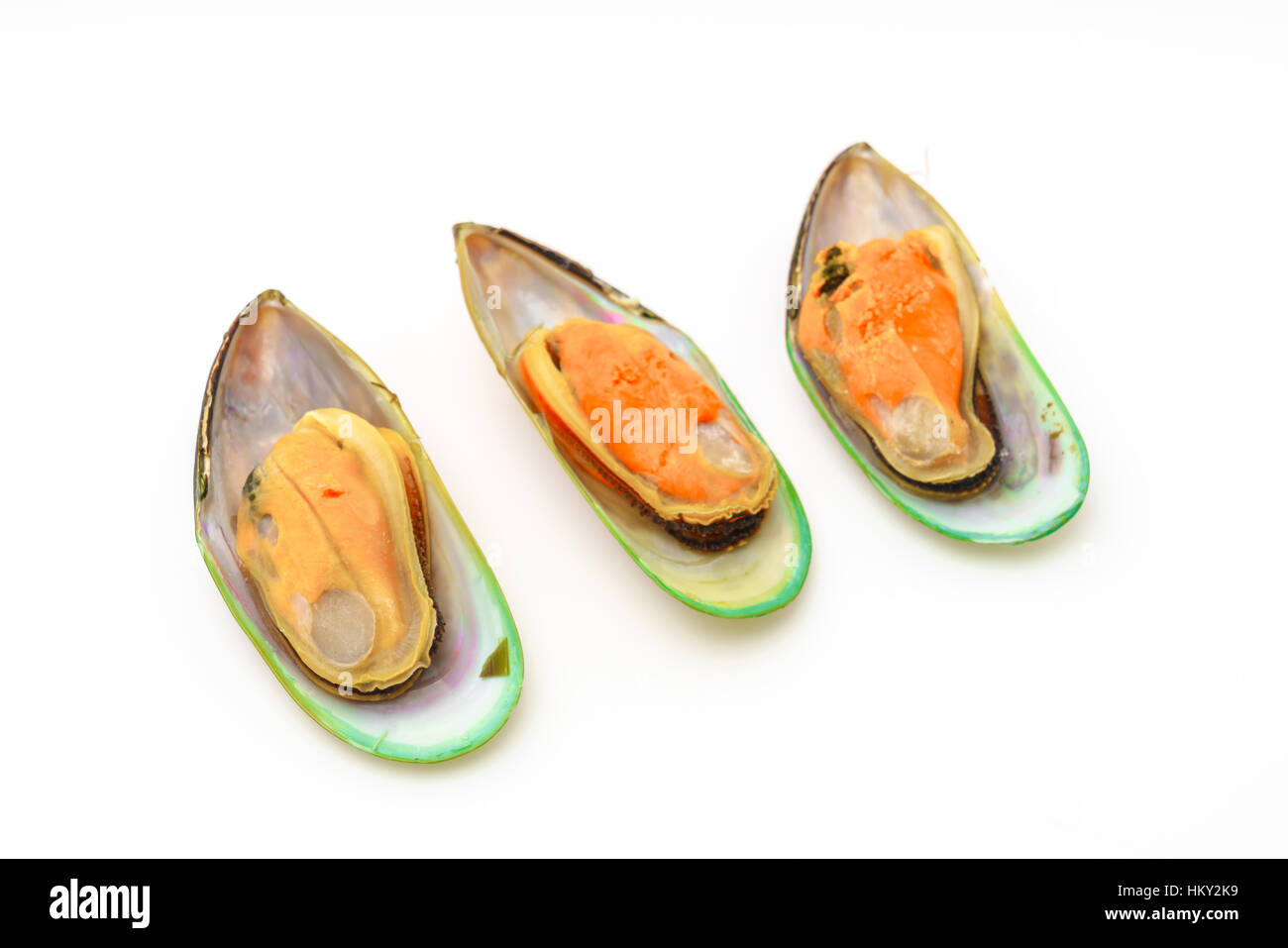 Fresh mussel on white background Stock Photo - Alamy