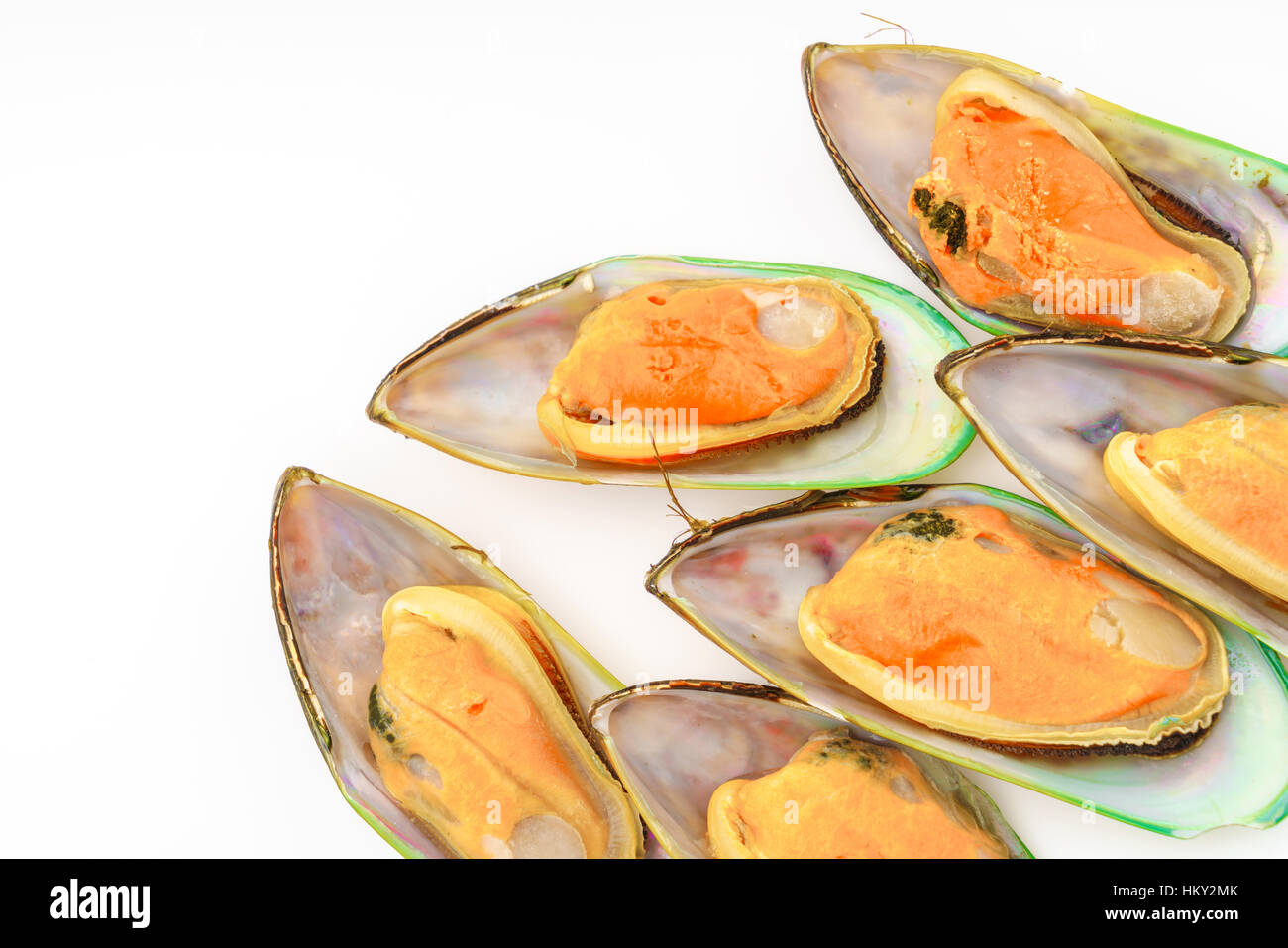 Fresh mussel on white background Stock Photo - Alamy