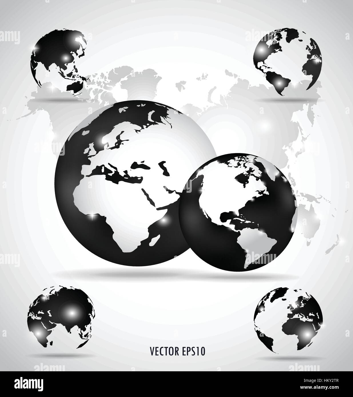 Modern globes and world map, vector illustration Stock Vector Image ...