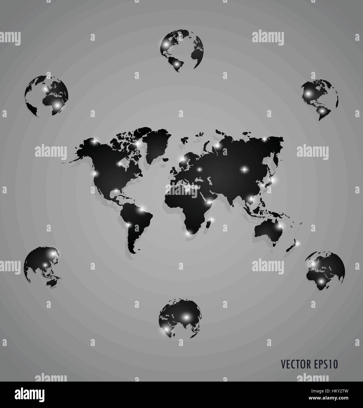 Modern globes and world map, vector illustration Stock Vector Image ...