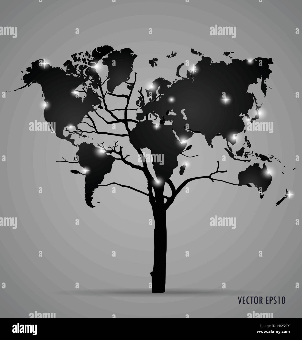 Tree shaped world map. Vector illustration Stock Vector Image & Art - Alamy