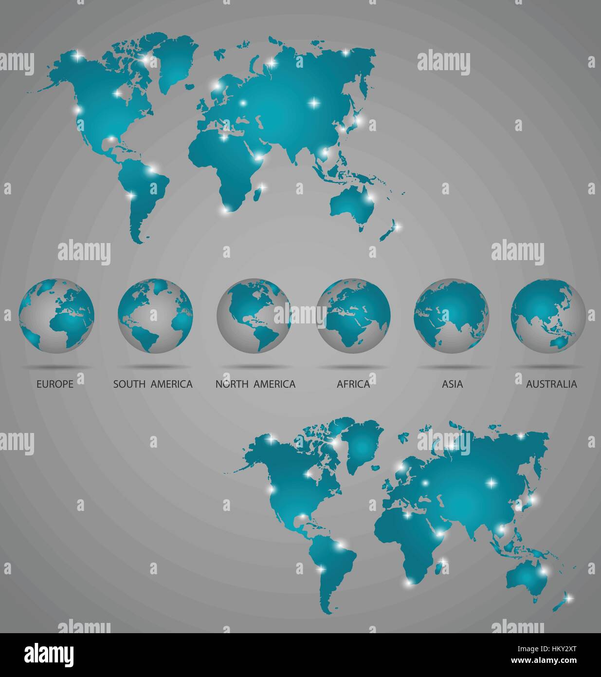 Modern globes and world map, vector illustration Stock Vector Image ...