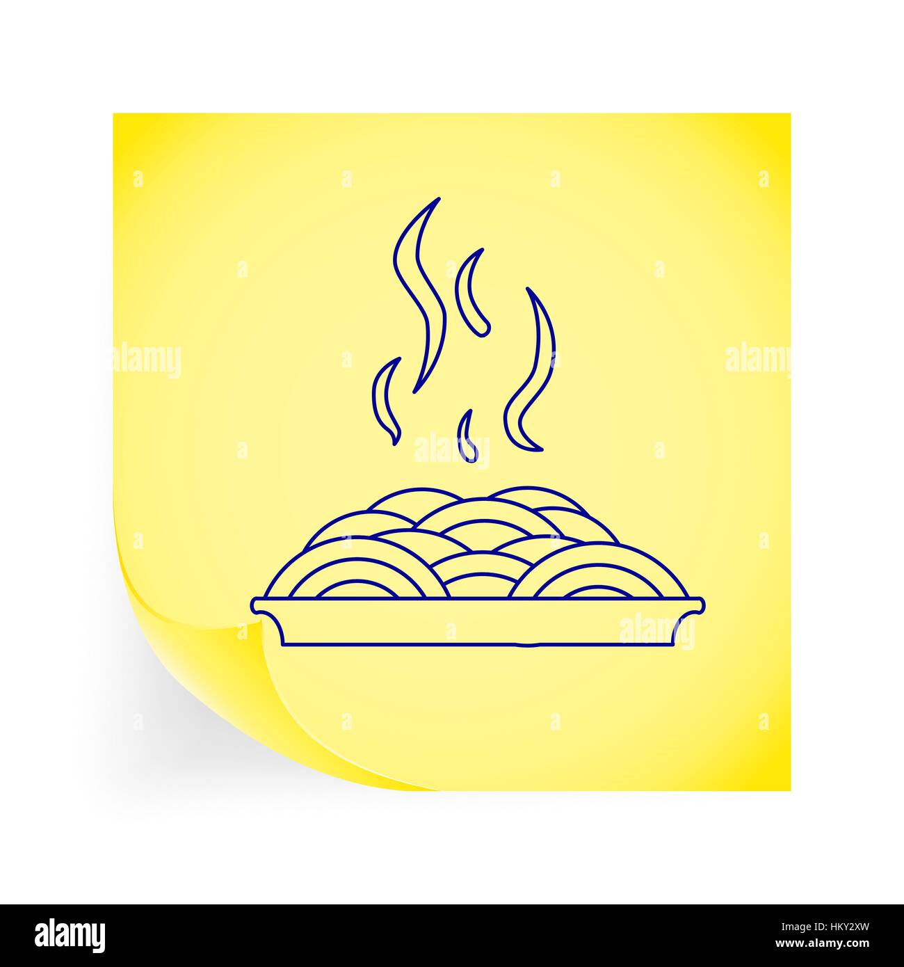 Spaghetti. Single icon on the yellow note paper. Vector illustration ...