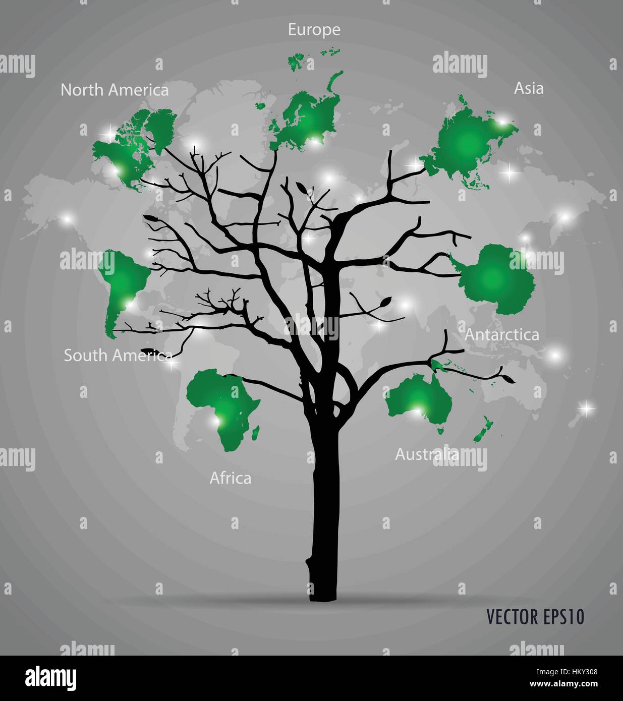 Tree shaped world map. Vector illustration Stock Vector Image & Art - Alamy