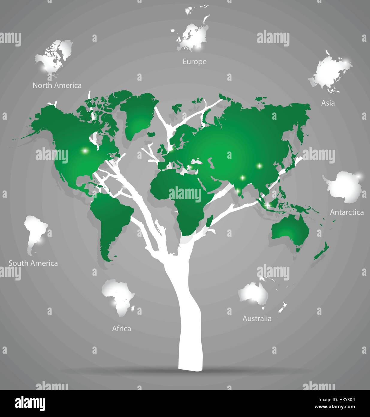 Tree shaped world map. Vector illustration Stock Vector Image & Art - Alamy