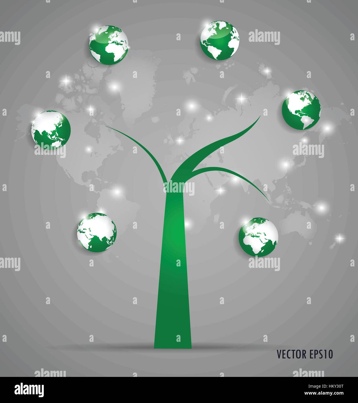 Tree with globe and world map. Vector illustration Stock Vector Image ...