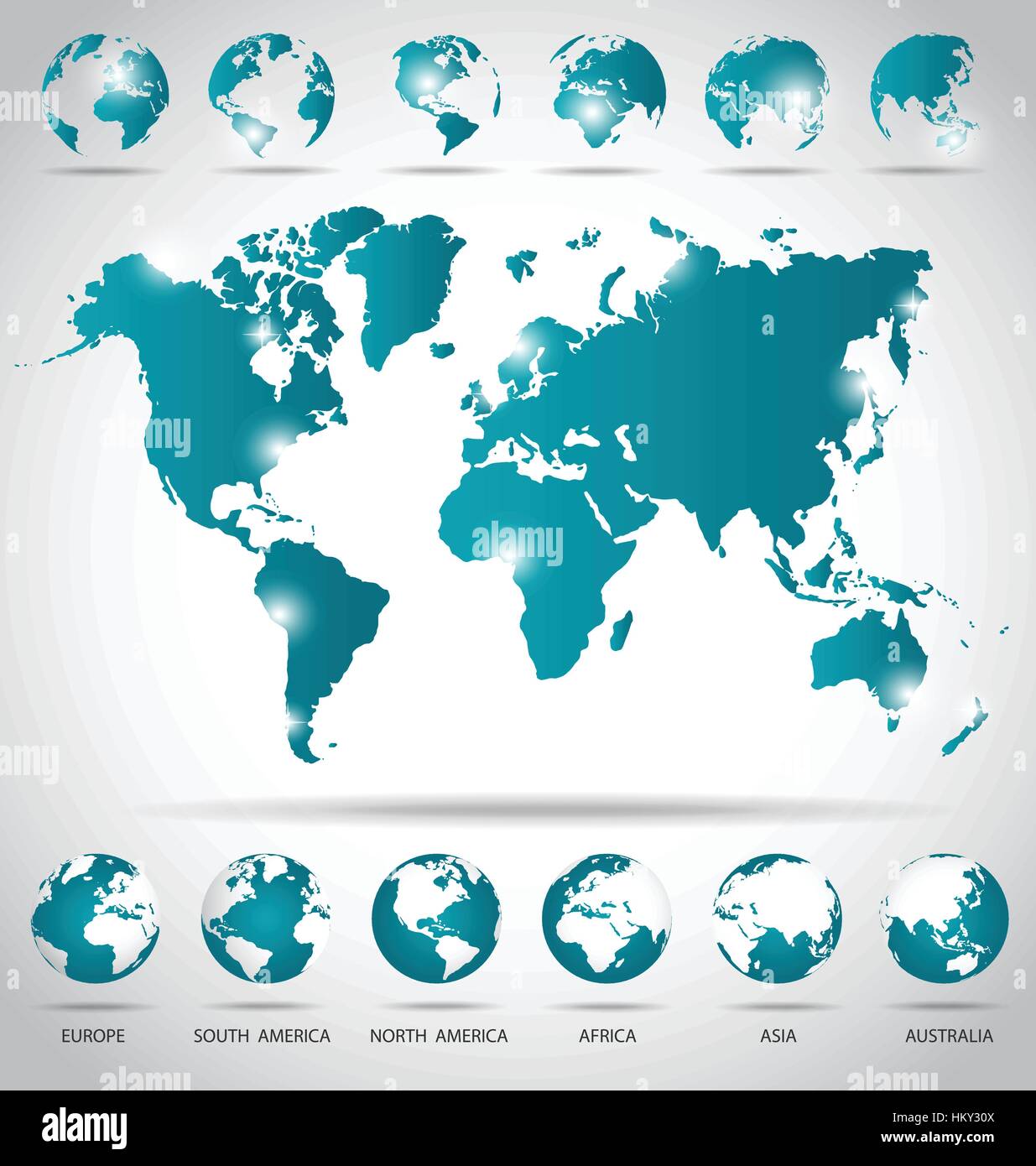 Modern globes and world map, vector illustration Stock Vector Image ...