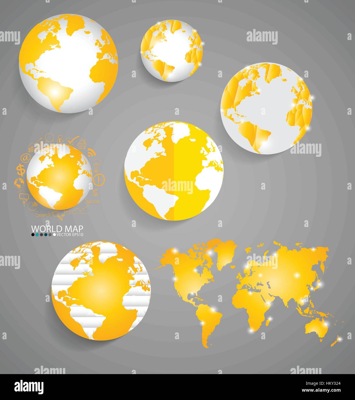 Modern globes and world map, vector illustration Stock Vector Image ...
