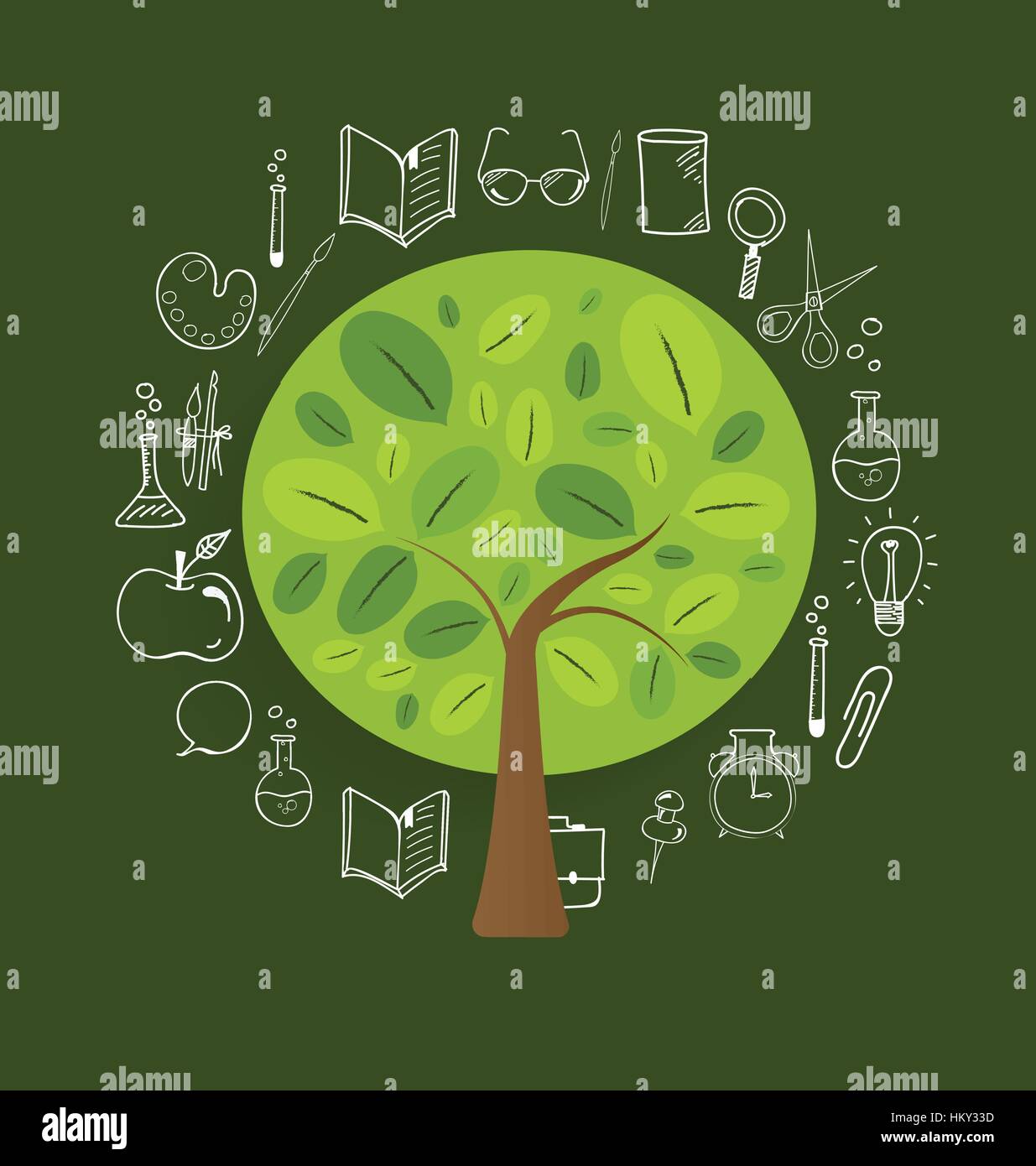 Tree with application icon, modern template design. Vector illustration ...