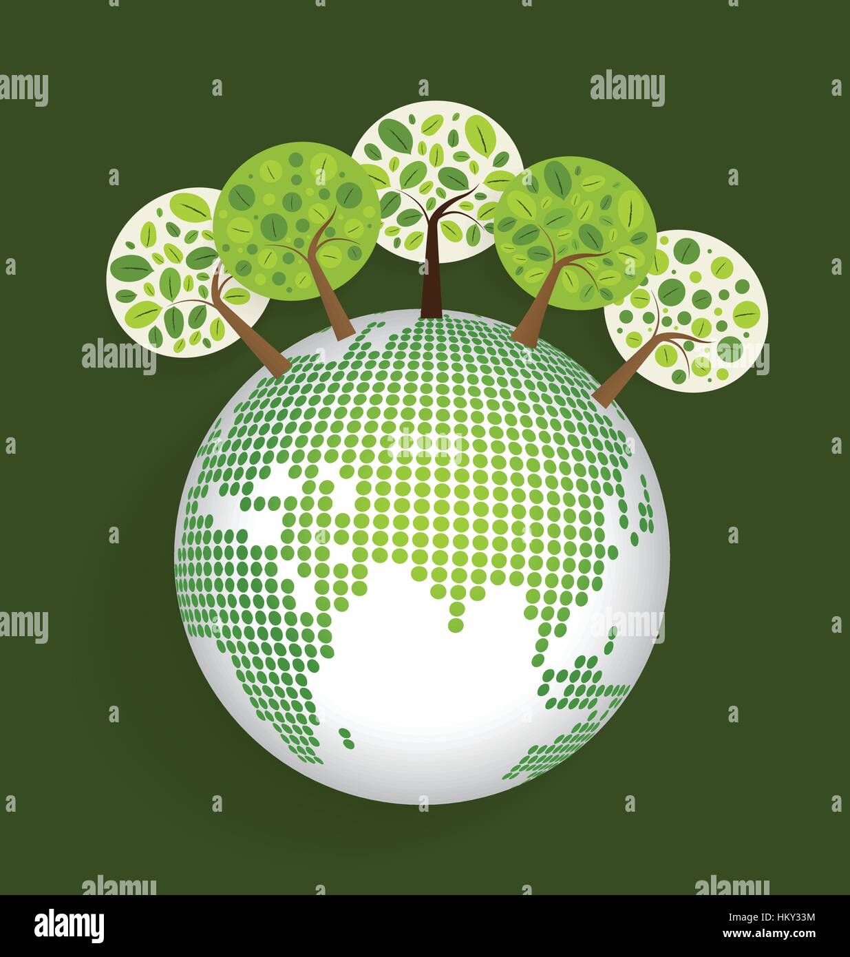 ECO FRIENDLY. Ecology concept with Green Eco Earth and Trees. Vector ...