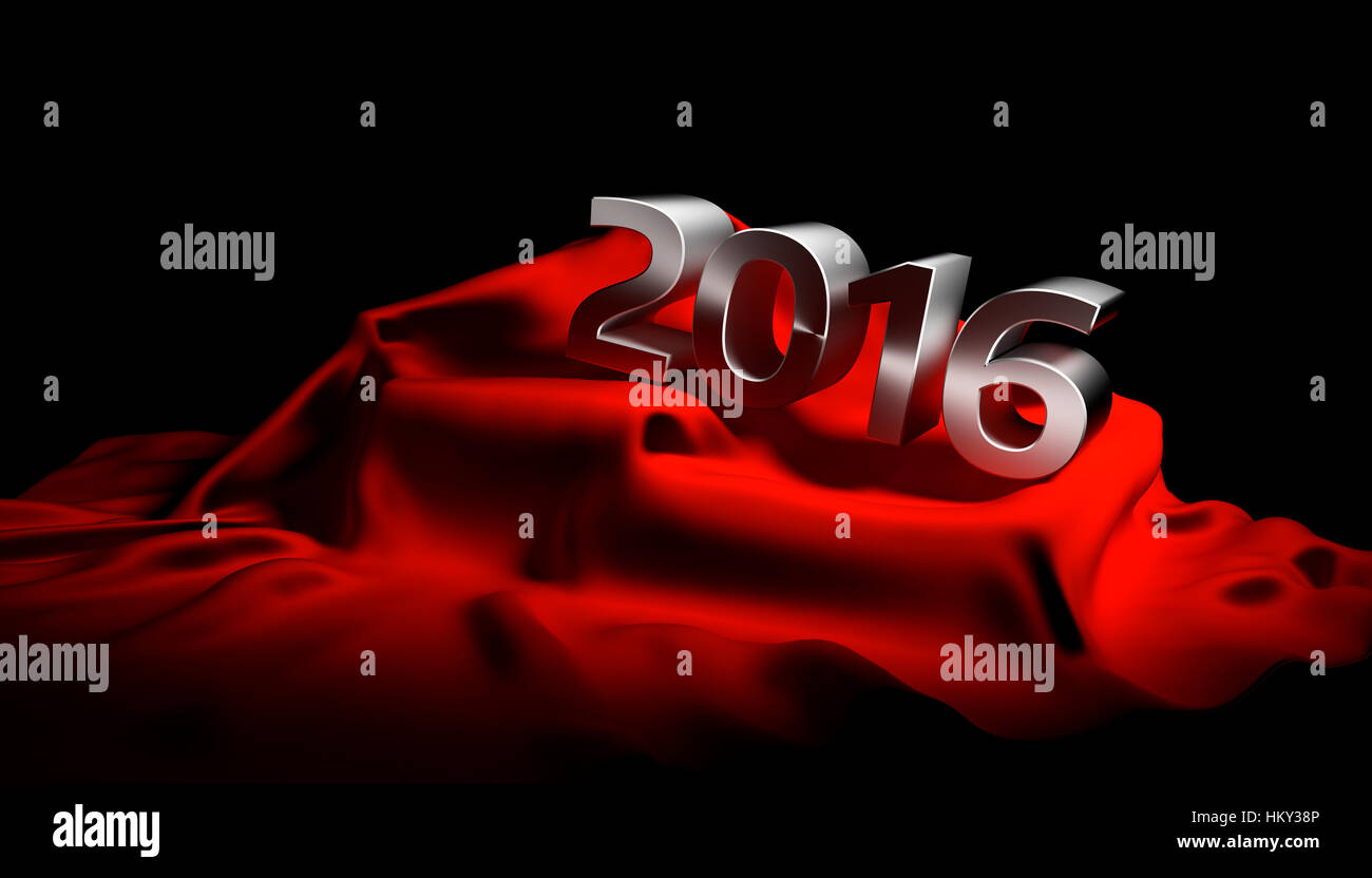 Chrome numbers 2016 on the red luxury satin Stock Photo - Alamy
