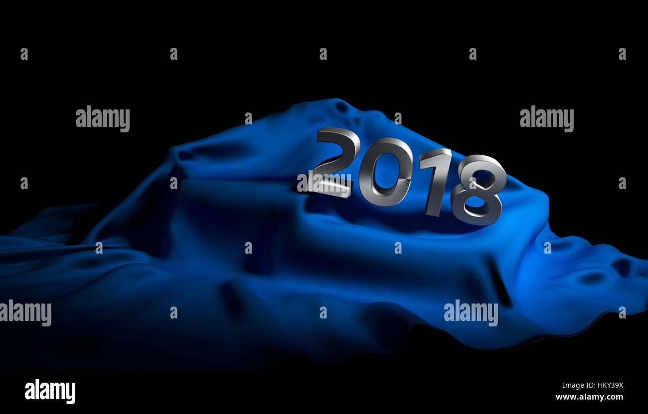 Chrome numbers 2018 on the blue luxury satin Stock Photo - Alamy