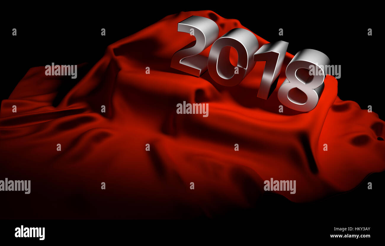 Chrome numbers 2018 on the red luxury satin Stock Photo - Alamy