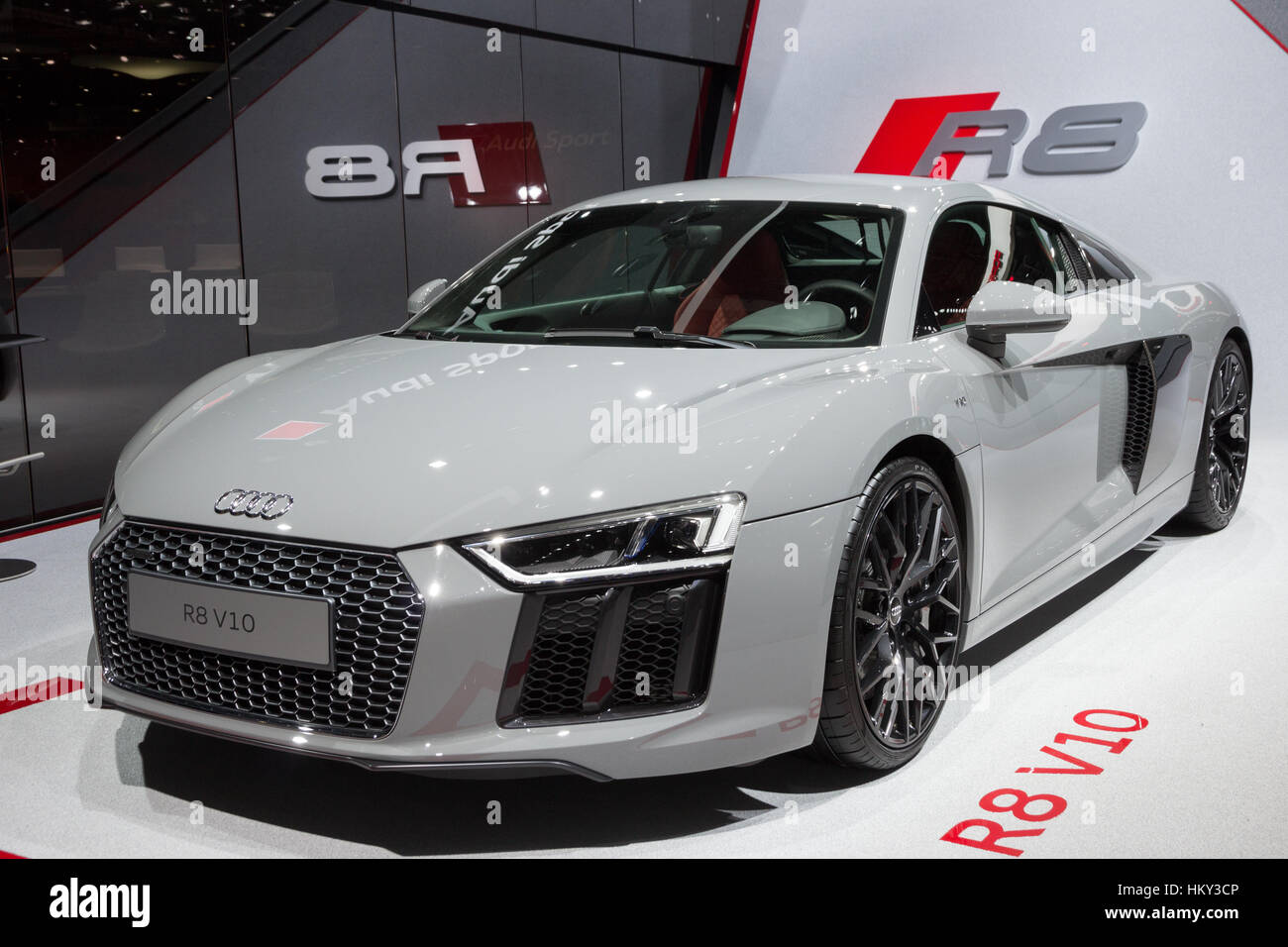 GENEVA, SWITZERLAND - MARCH 1, 2016: Audi R8 V10 Plus shown at the 86th ...