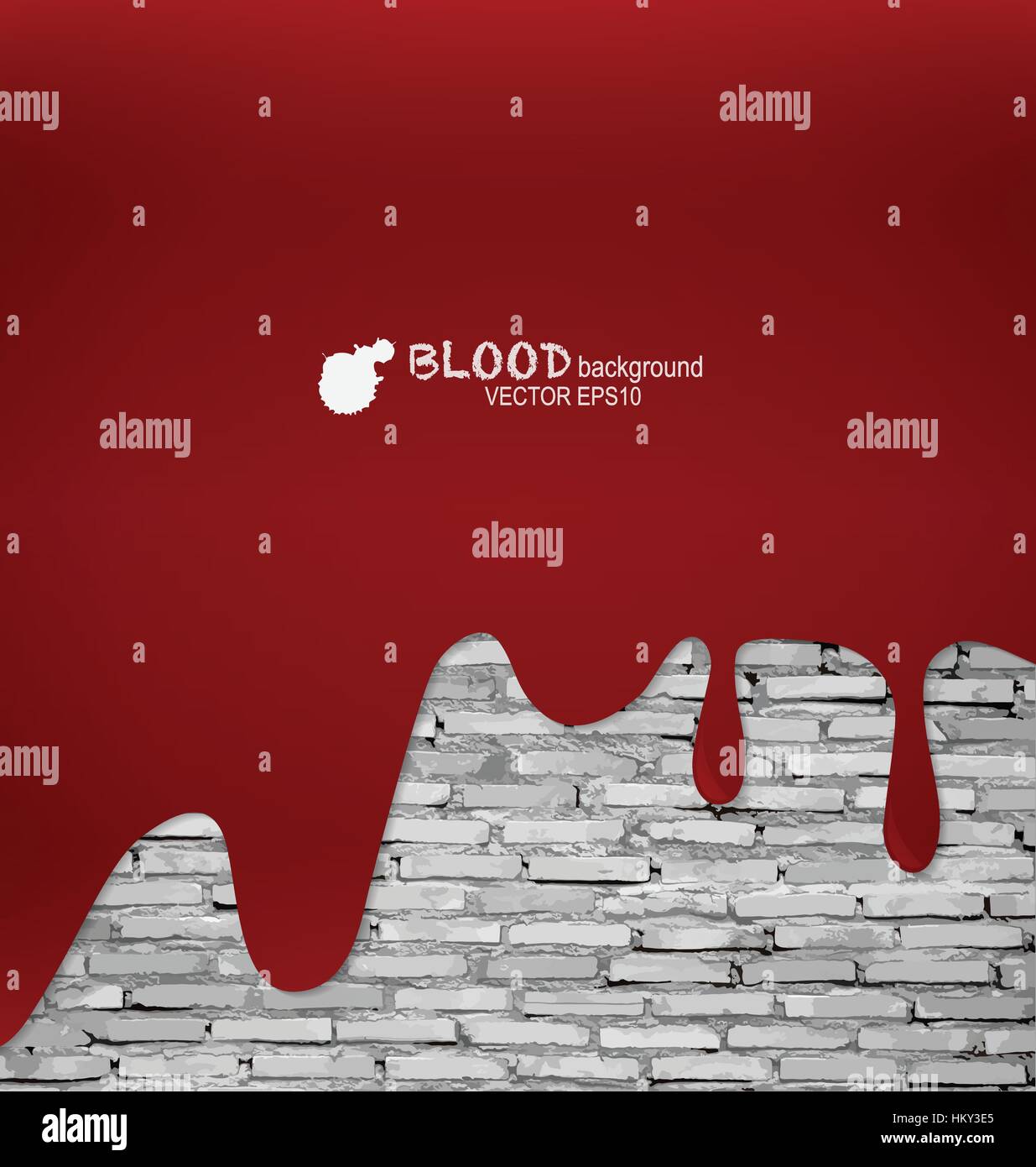Happy Halloween. Blood dripping on brick wall. Vector illustration ...