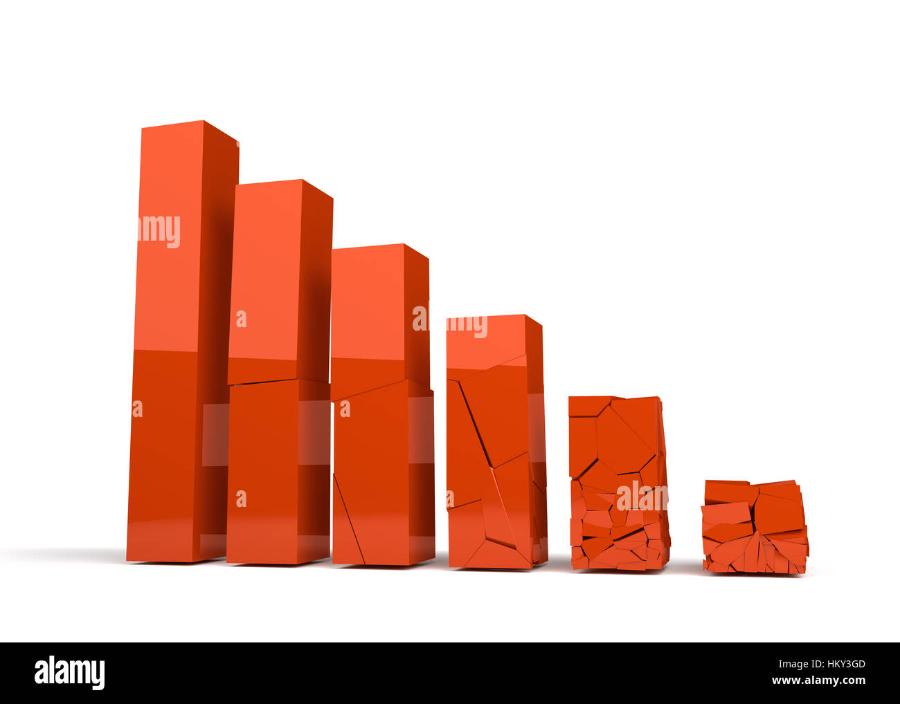 Broken graph isolated on the white background. Render image Stock Photo ...