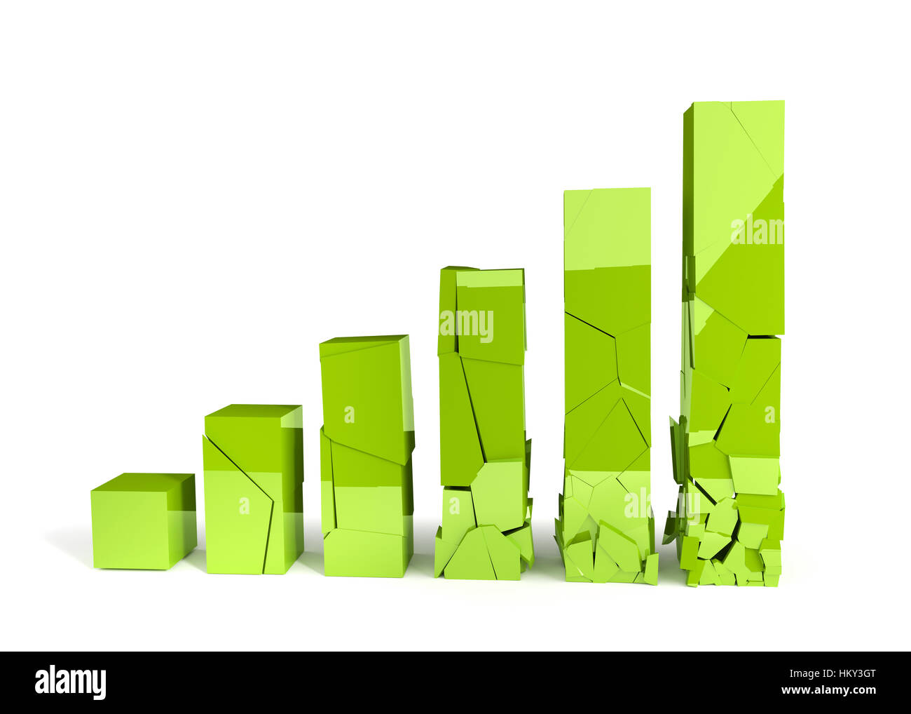 Broken graph isolated on the white background. Render image Stock Photo - Alamy