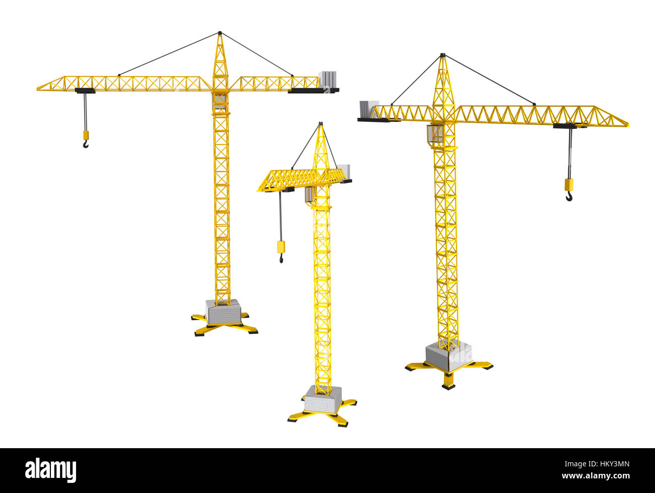 Three cranes isolated on the white background Stock Photo - Alamy