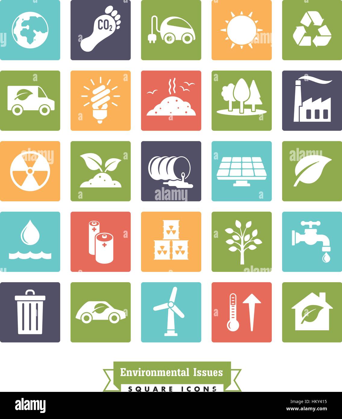 Collection of Environment and Climate related square color vector icons ...