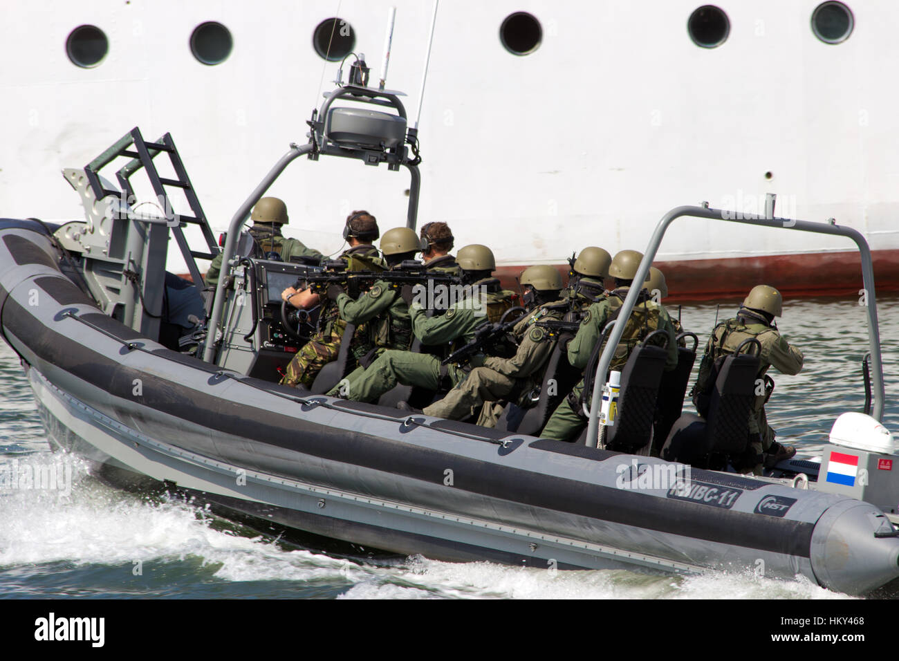 DEN HELDER, THE NETHERLANDS - JULY 7: Dutch Marines about to enter a ...