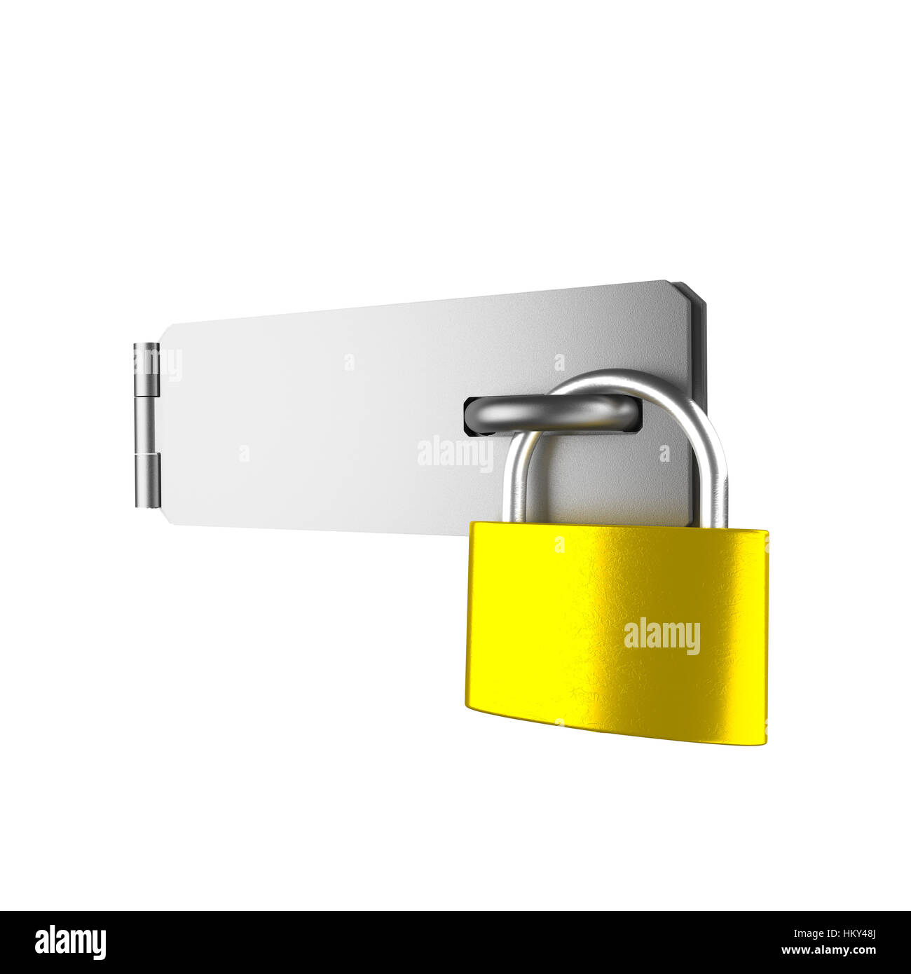 Metal latch and yellow padlock isolated on the white Stock Photo - Alamy