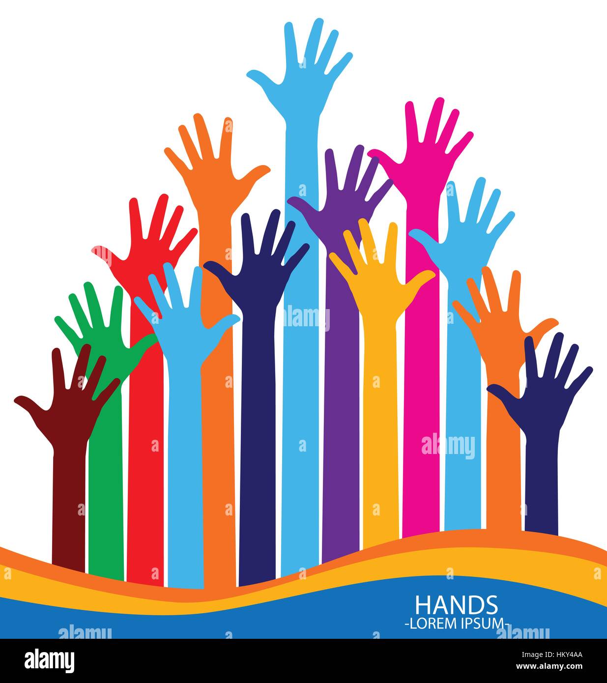 Raised hands. Vector illustration Stock Vector Image & Art - Alamy