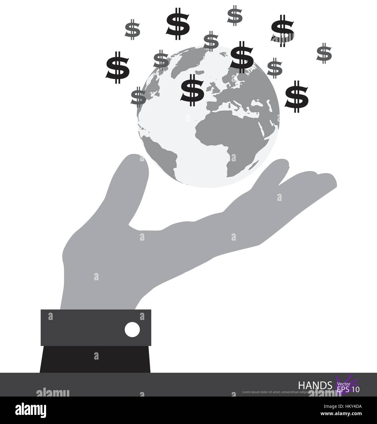 Hand holding the Earth with dollar sign. Vector illustration Stock ...