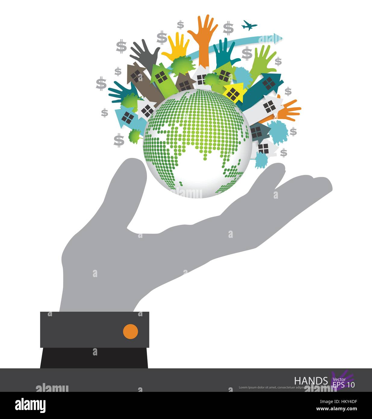 Hand holding the Earth. Vector illustration Stock Vector Image & Art ...