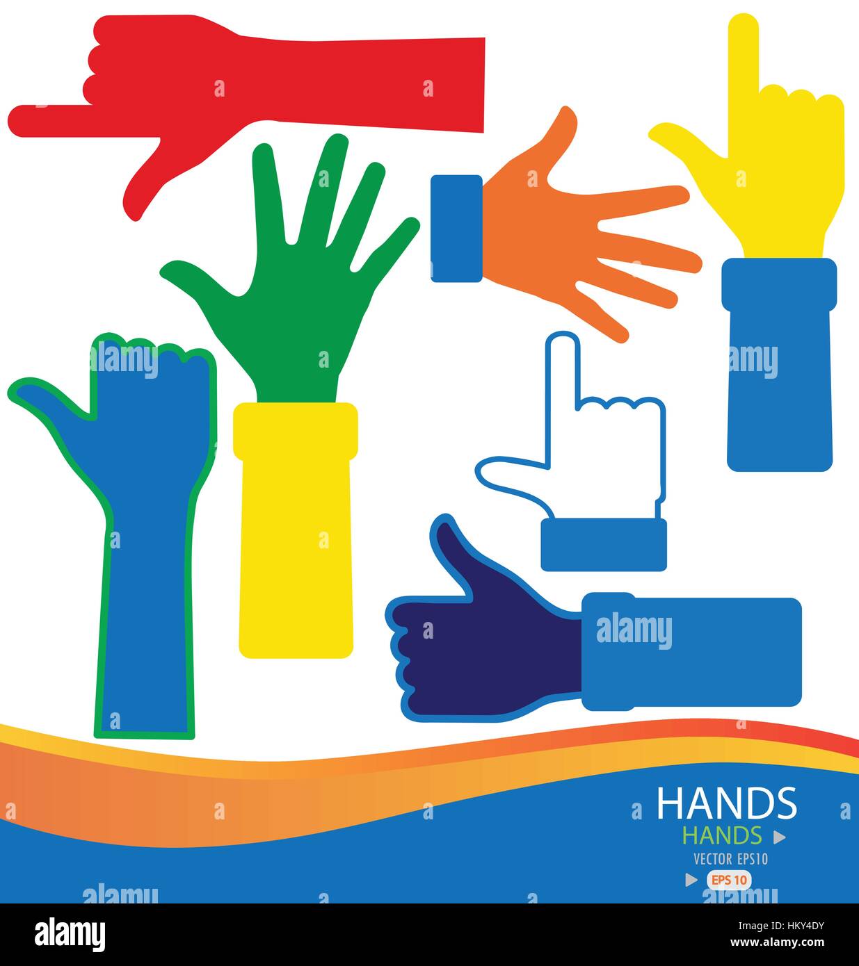 Colorful hands. Vector illustration Stock Vector Image & Art - Alamy
