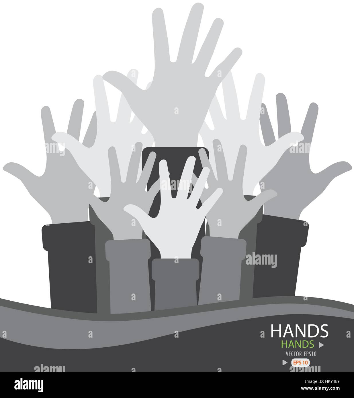 Raised hands. Vector illustration Stock Vector Image & Art - Alamy