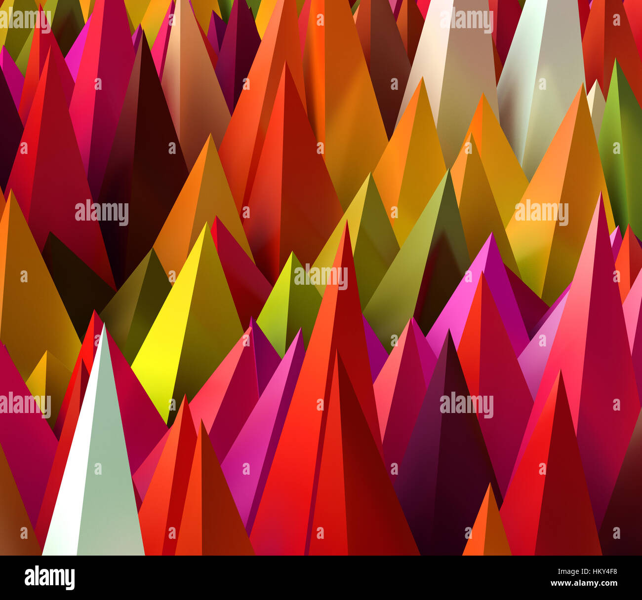 Sharp random pyramids as abstract futuristic background. 3D rendered ...