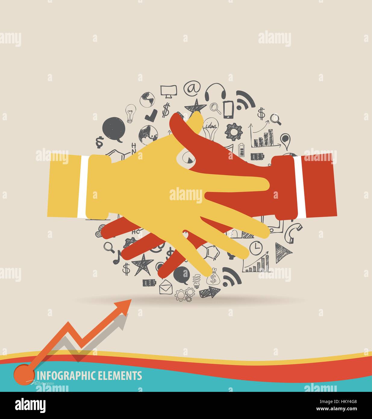 Handshake, Hands with application. Vector illustration Stock Vector ...