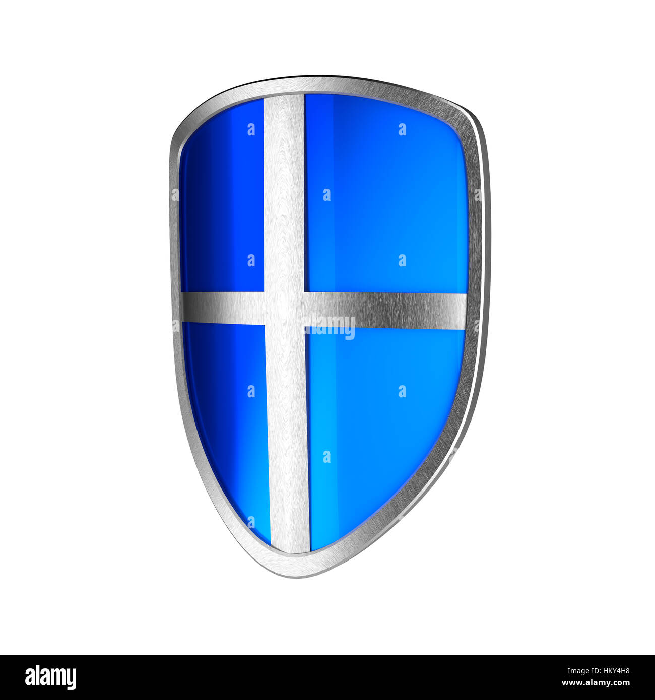 Silver and blue shield isolated on the white background Stock Photo - Alamy