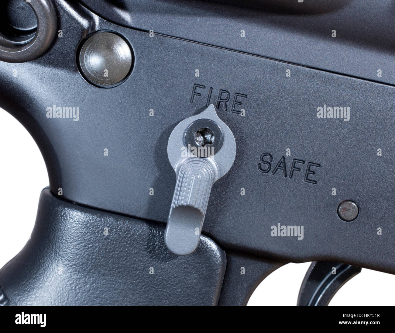 Ambidextrous fire controls on an AR rifle ready to fire Stock Photo - Alamy