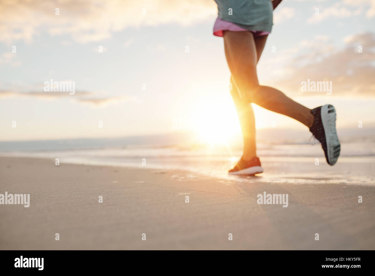Woman run low angle feet hi-res stock photography and images - Alamy