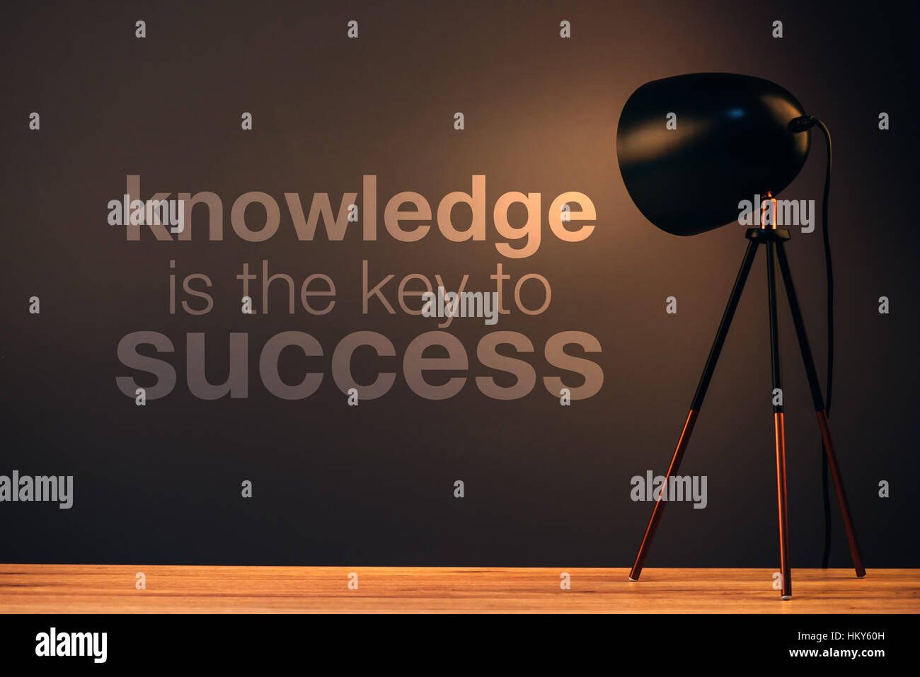 Knowledge is the key to success, motivational message on office wall ...