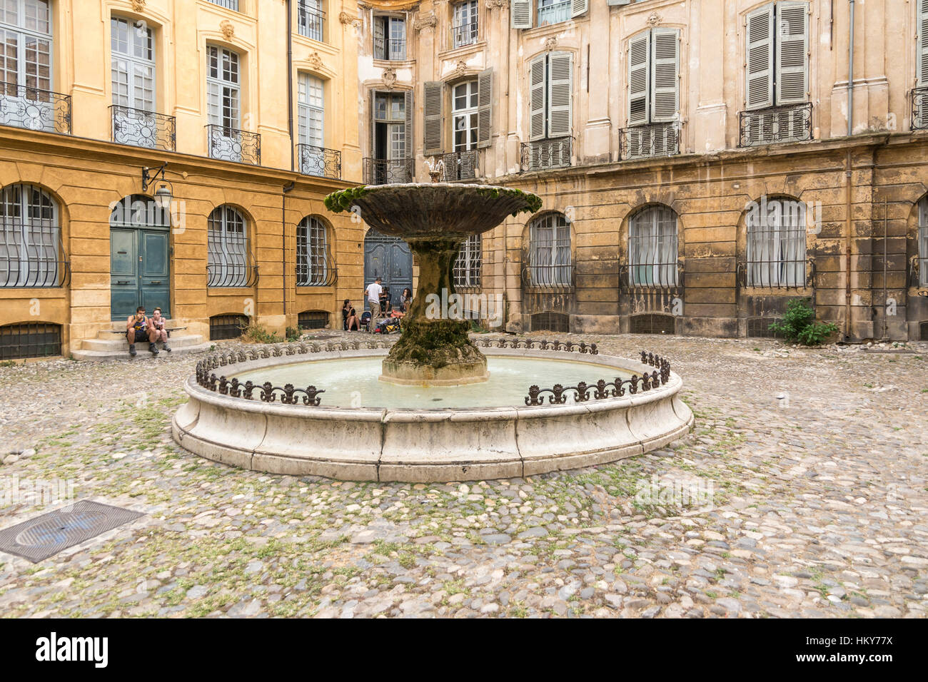 Aix en provence,France-August 9,2016:People strolling down the typical ...