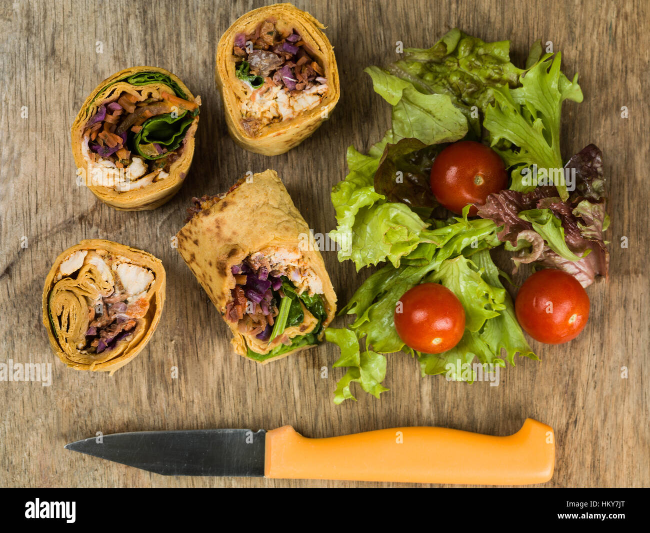 Moroccan Style Chicken Wrap or Sandwich Food Snack Stock Photo - Alamy