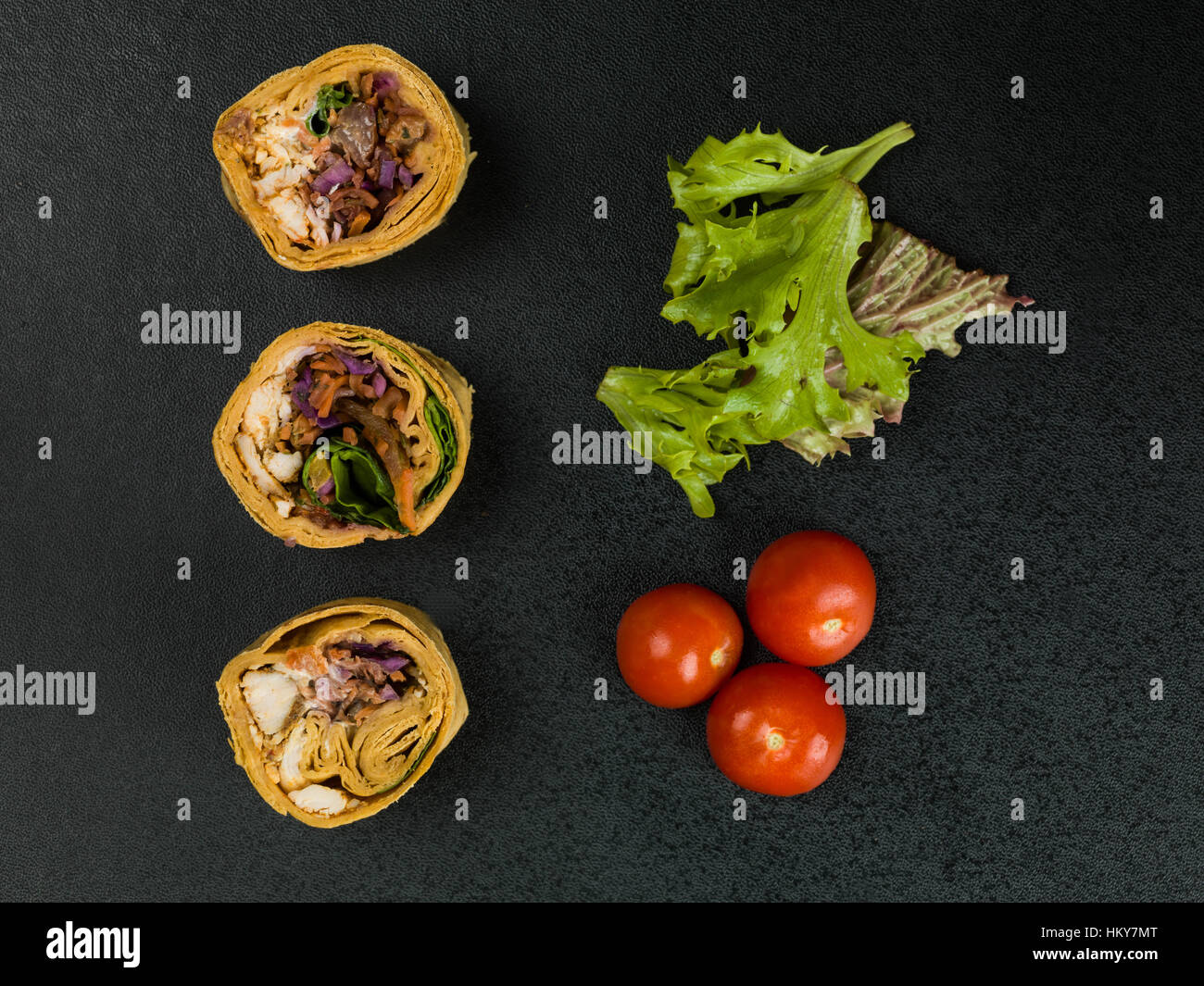 Moroccan Style Chicken Wrap or Sandwich Food Snack Stock Photo - Alamy