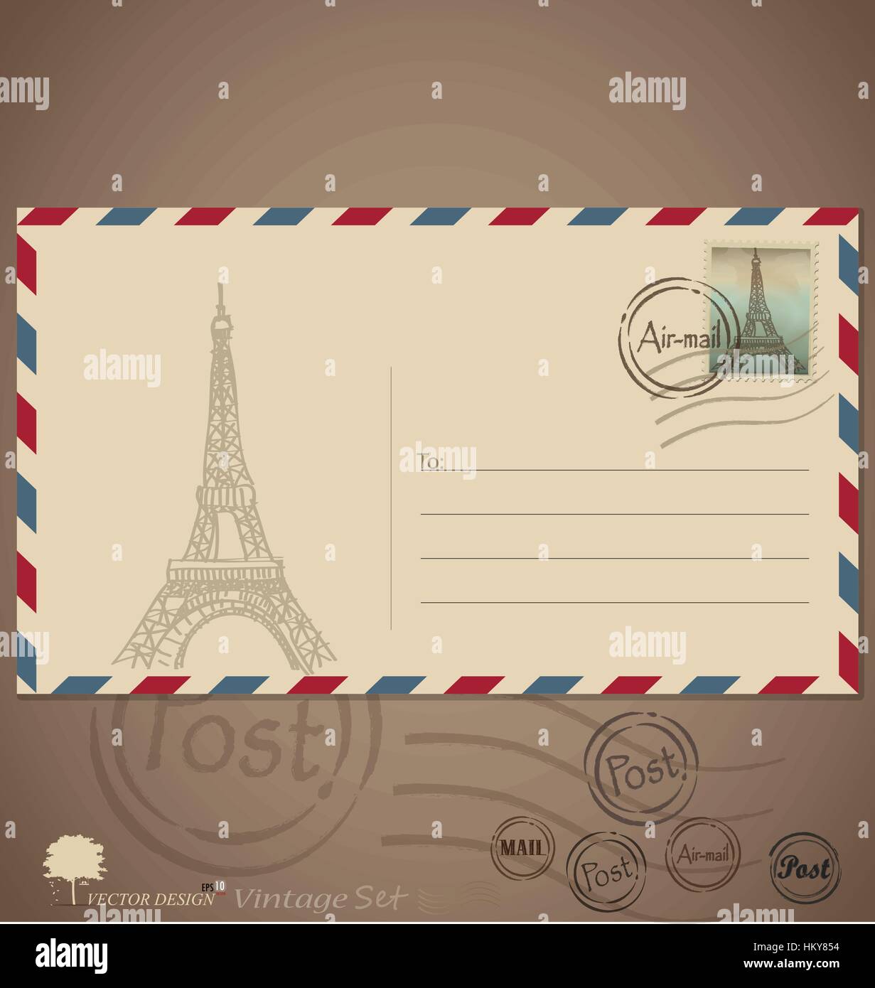 Vintage envelope designs with postage stamp. Vector illustration Stock ...