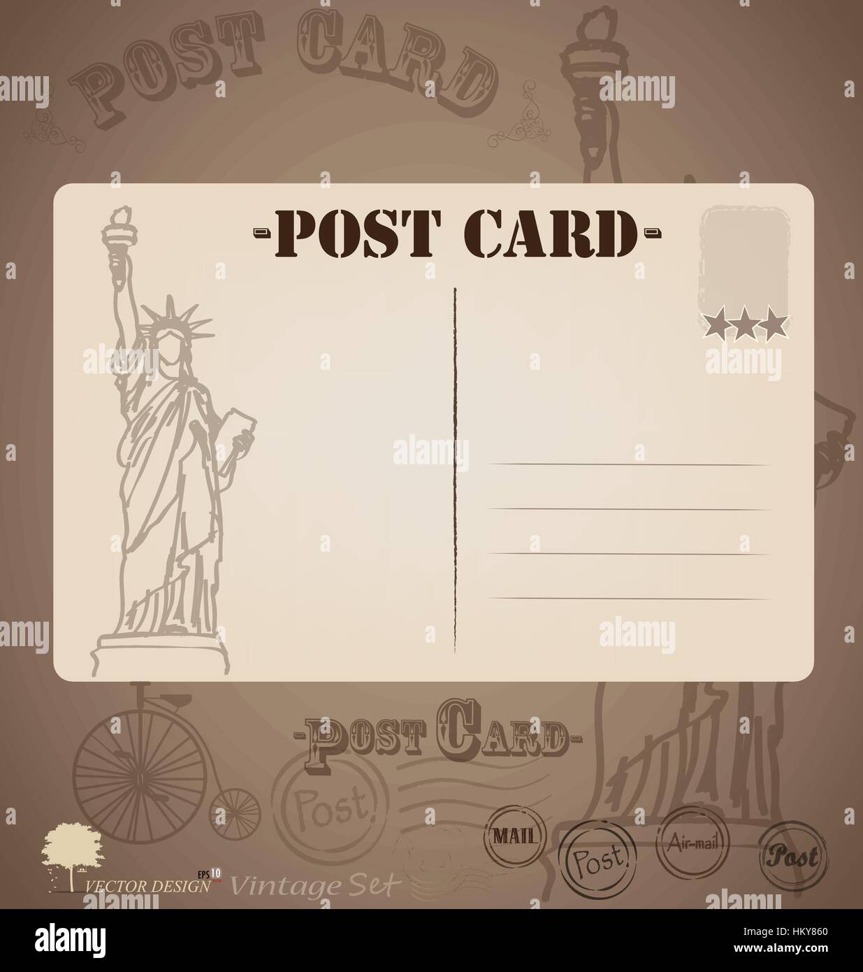 Vintage postcard designs. Vector illustration Stock Vector Image & Art ...