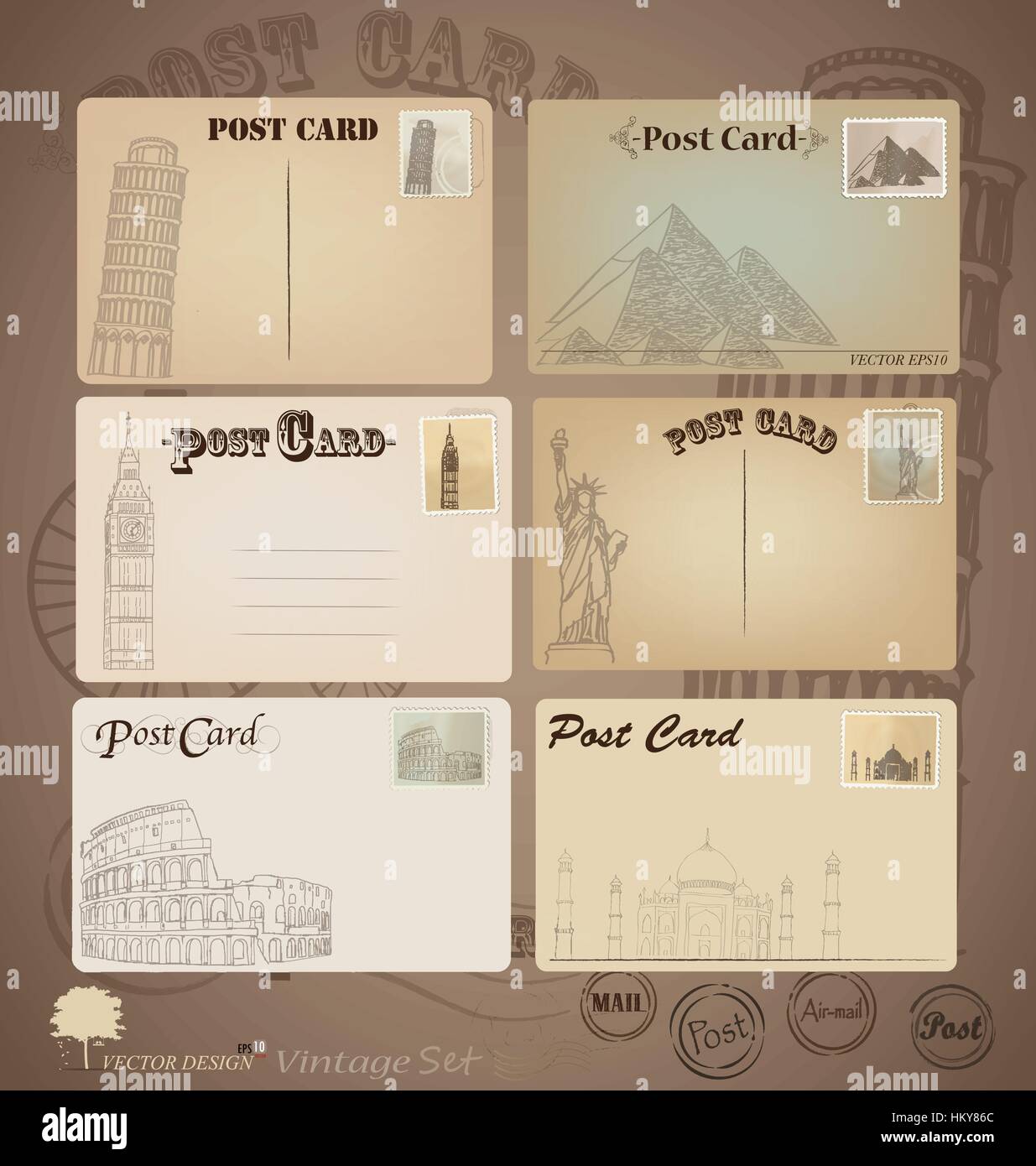 International postage stamps Stock Vector Images - Alamy