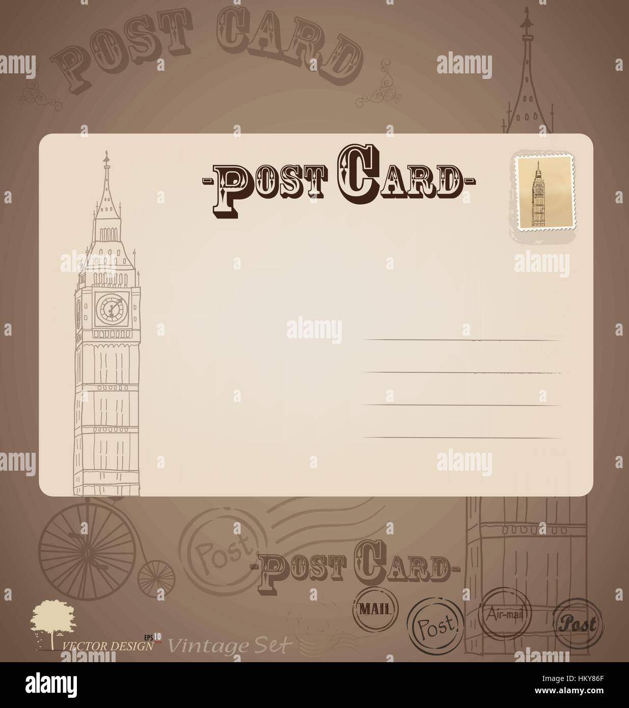 Vintage postcard designs. Vector illustration Stock Vector Image & Art ...