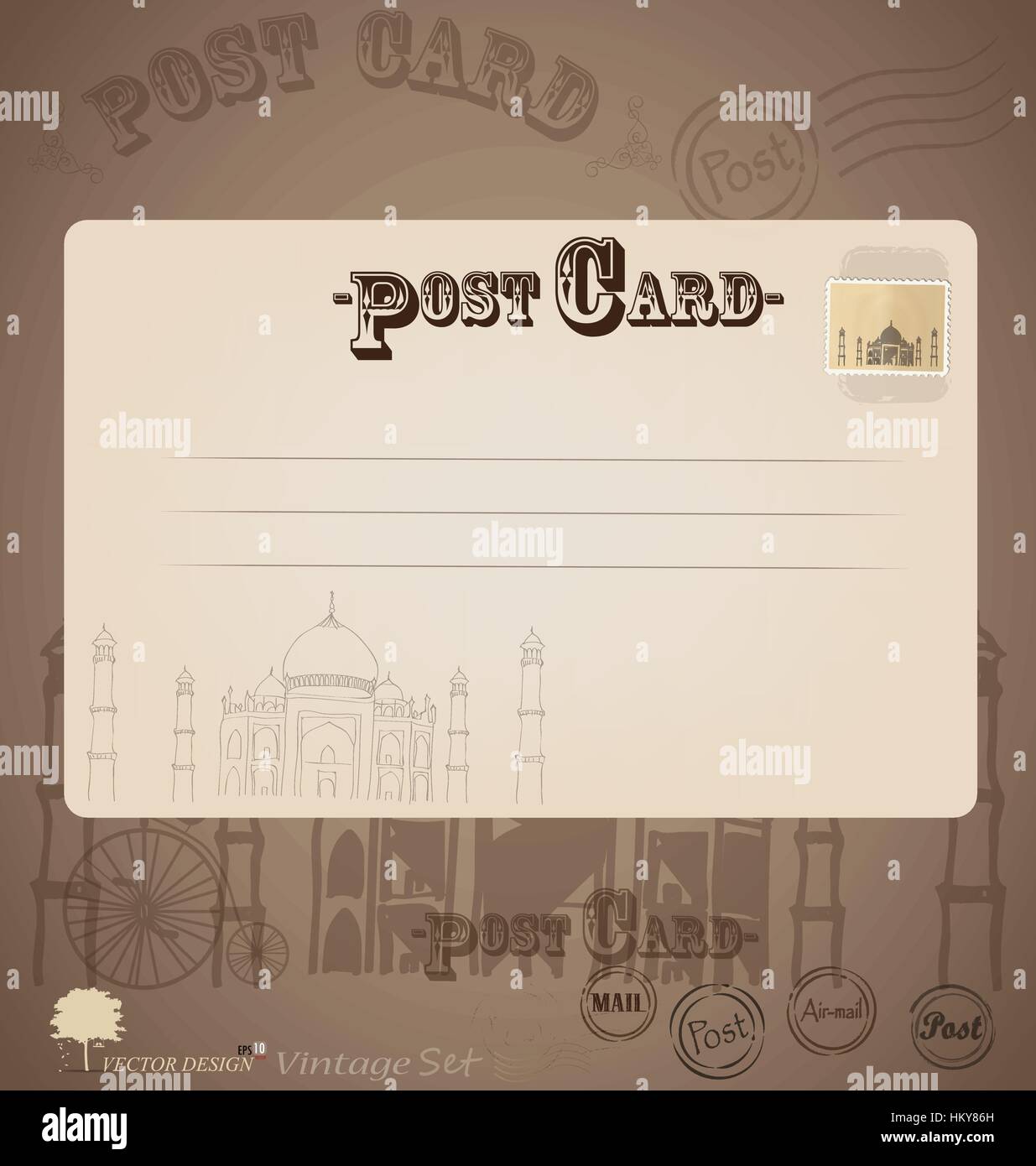 Vintage postcard designs. Vector illustration Stock Vector Image & Art ...