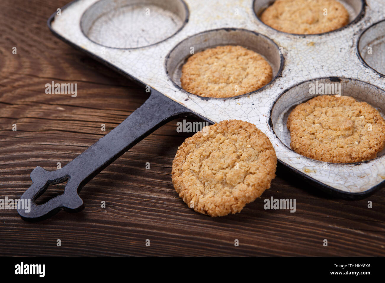 Cookies in a frying pan. Rustic style Stock Photo - Alamy
