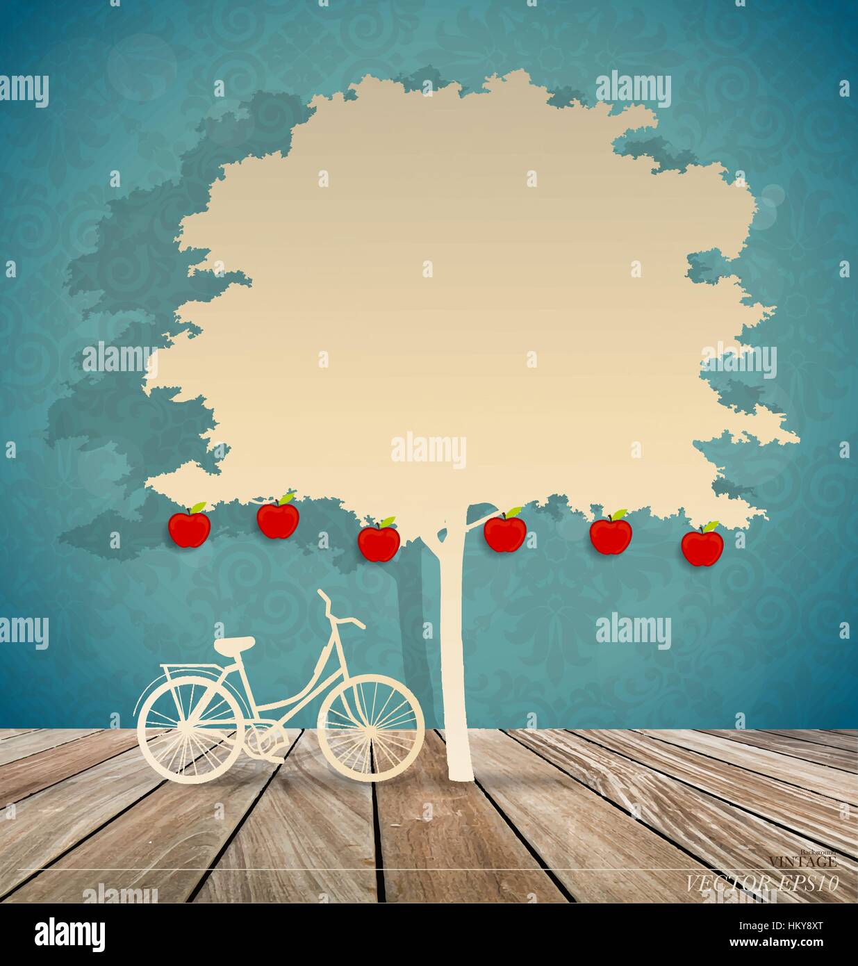 Abstract background with bicycle under tree. Vector Illustration Stock ...