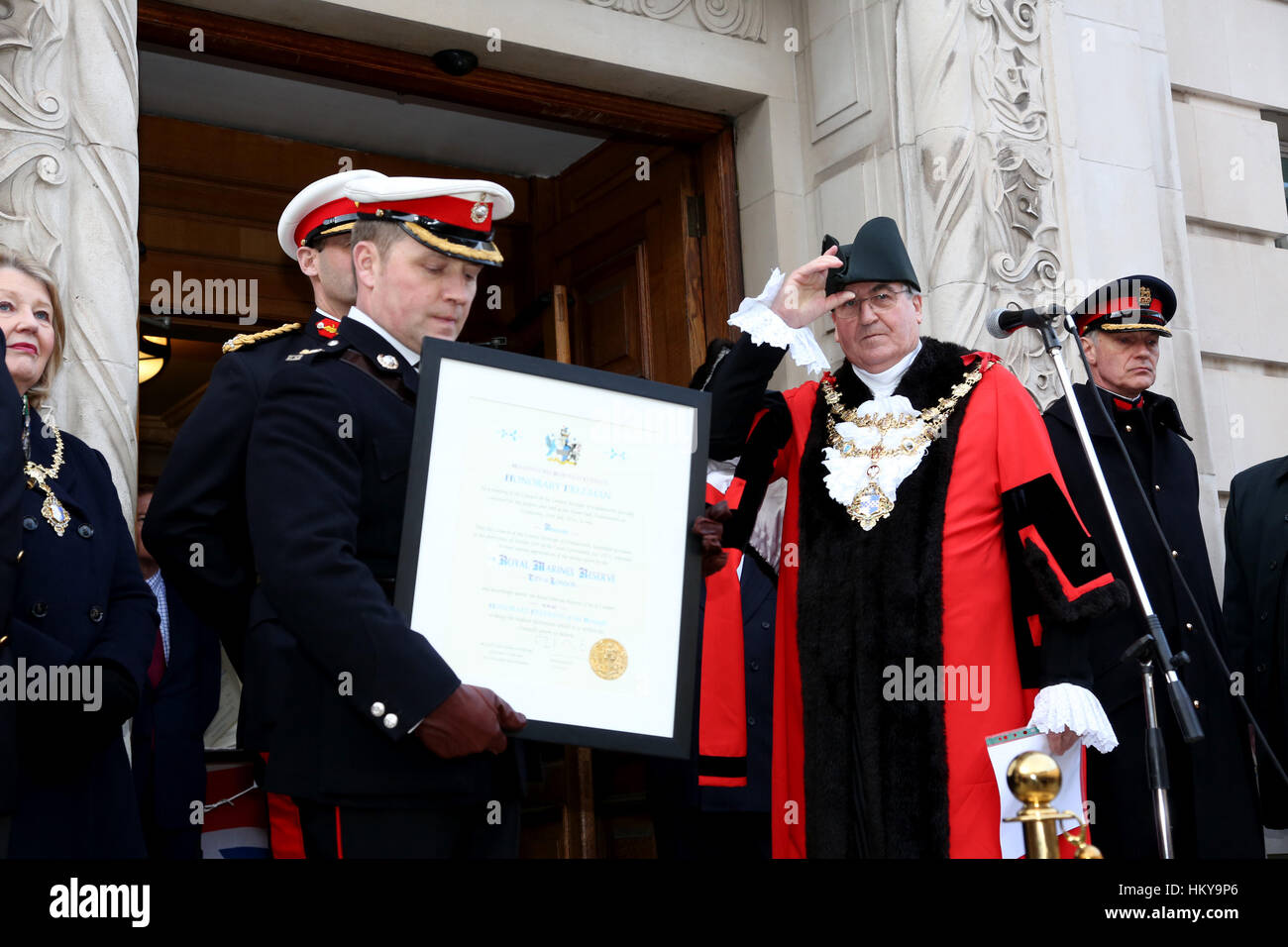Lieutenant Colonel E Moorhouse RM certificate of the freedom of the ...