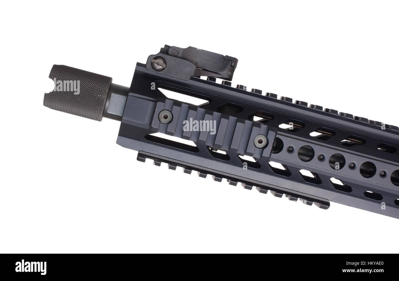 Muzzle end with rails and sight on a modern semi automatic rifle Stock ...
